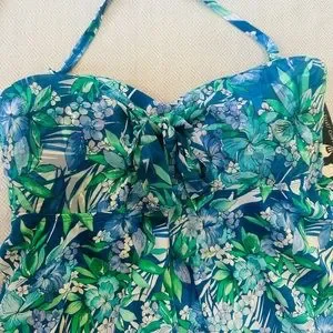 Fit 4U | Swim | Fit 4u Tankini Top Women Convertible Tie Blue Floral ...